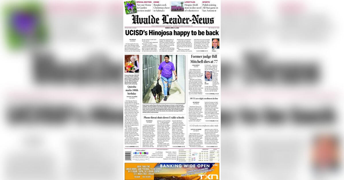 Uvalde Leader-News Sunday, April 12, 2026 - Uvalde Leader News